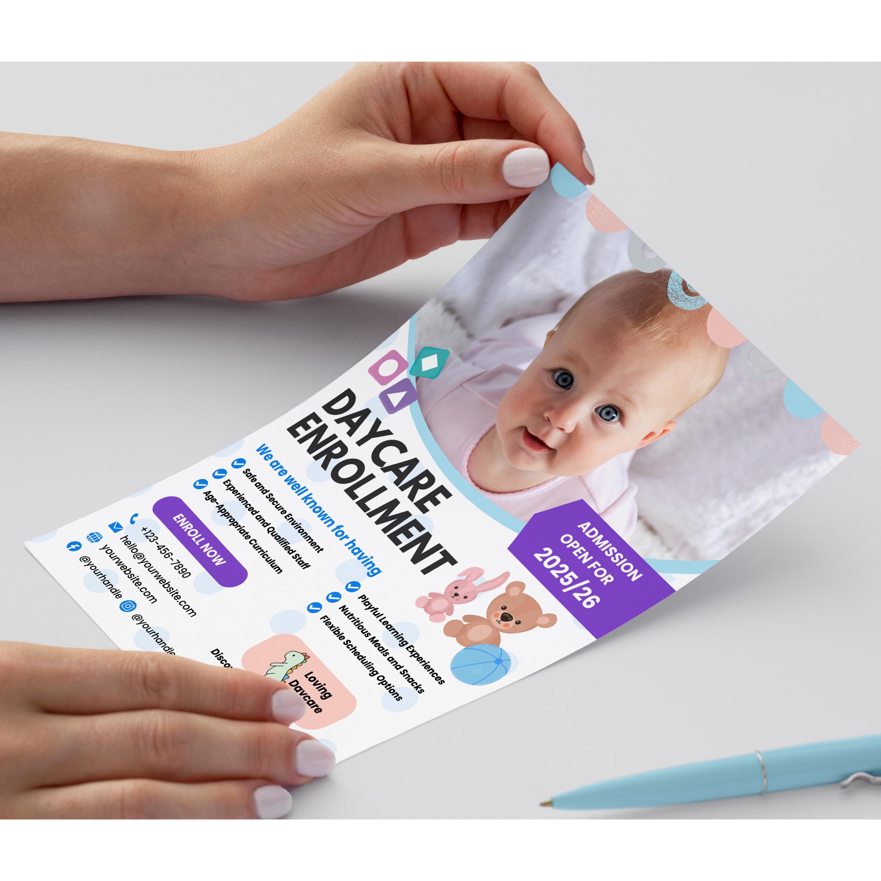 Daycare Flyer Template Childcare Canva Template Editable Leaflet Child ...