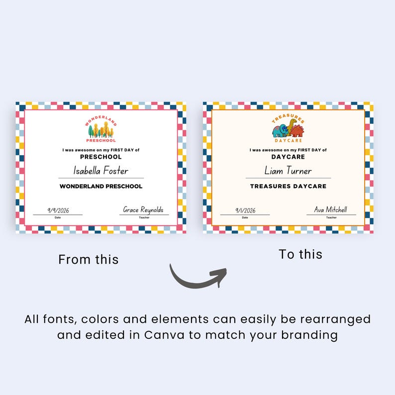 First Day Certificate Back to School Sign for Daycare Printable ...