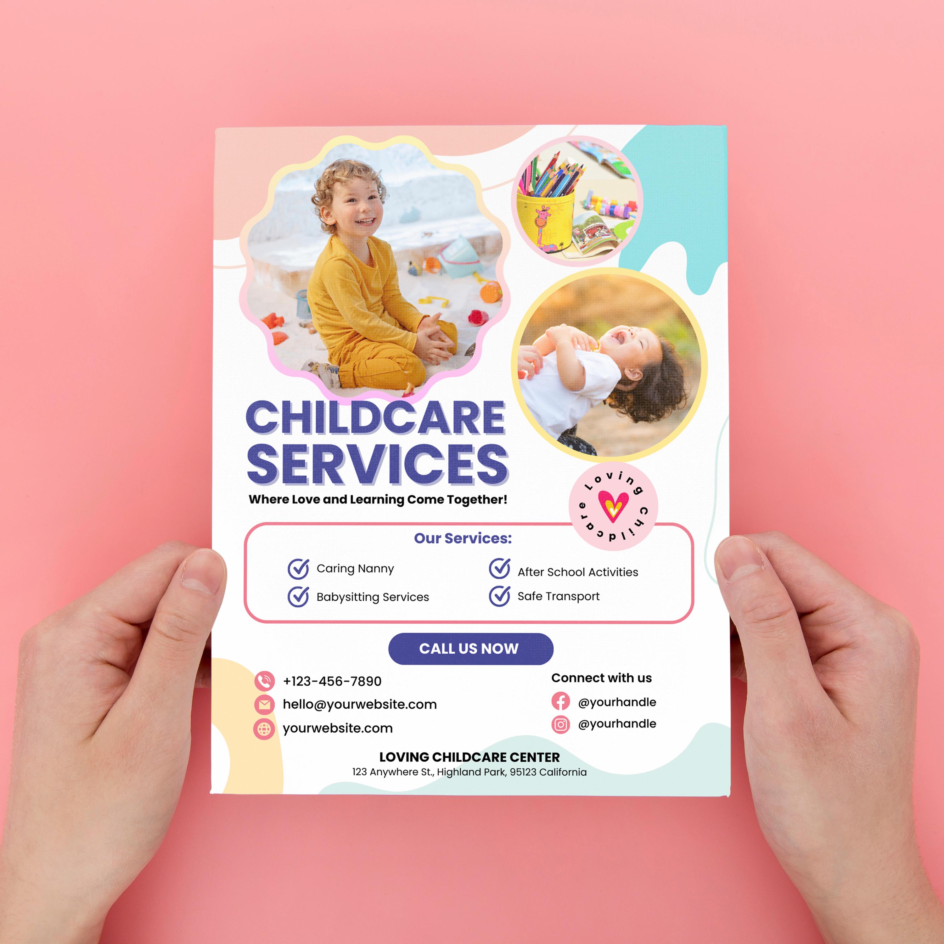 Editable Flyer for Childcare Services Flyer Template Canva Babysitting ...