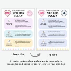 Editable Sick Child Policy Canva Template Printable Daycarepreschool ...