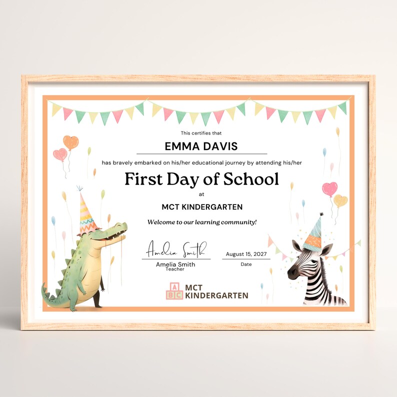 First Day of School Certificate Back to School Certificate Milestone ...