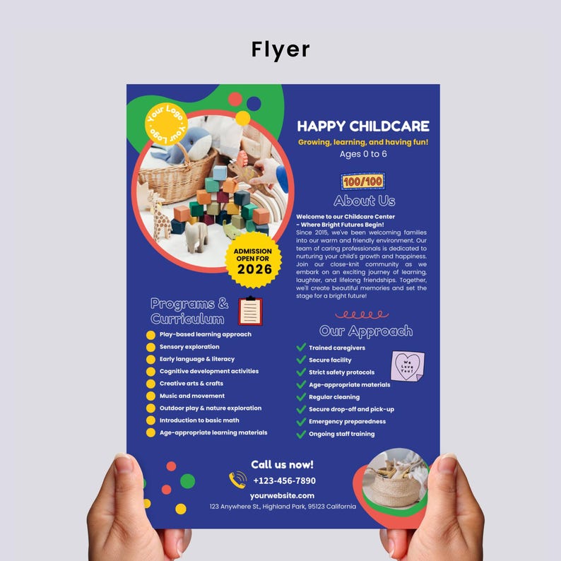 BUNDLE Flyer & Trifold Brochure Template Canva for Preschool Daycare ...