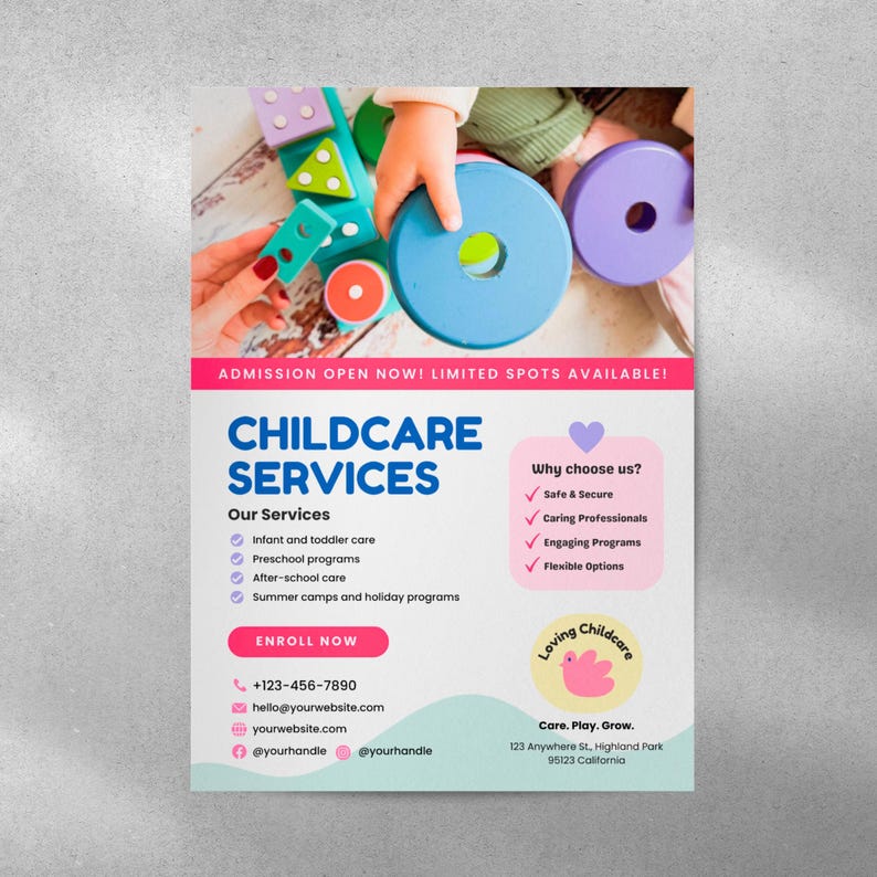 Customizable Flyer Template for Childcare Services Editable Canva ...