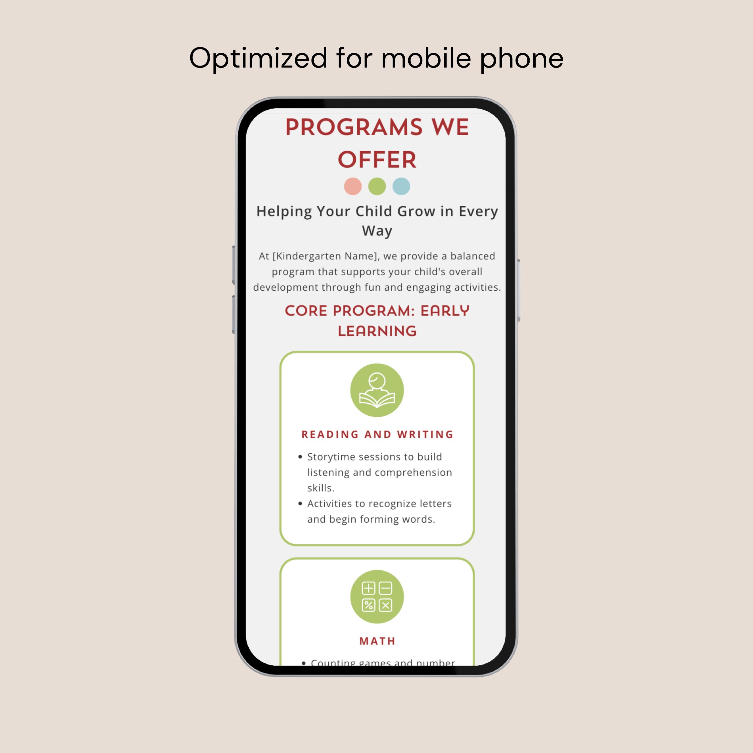 Website Template for Kindergarten Canva Template Website School Tuition ...