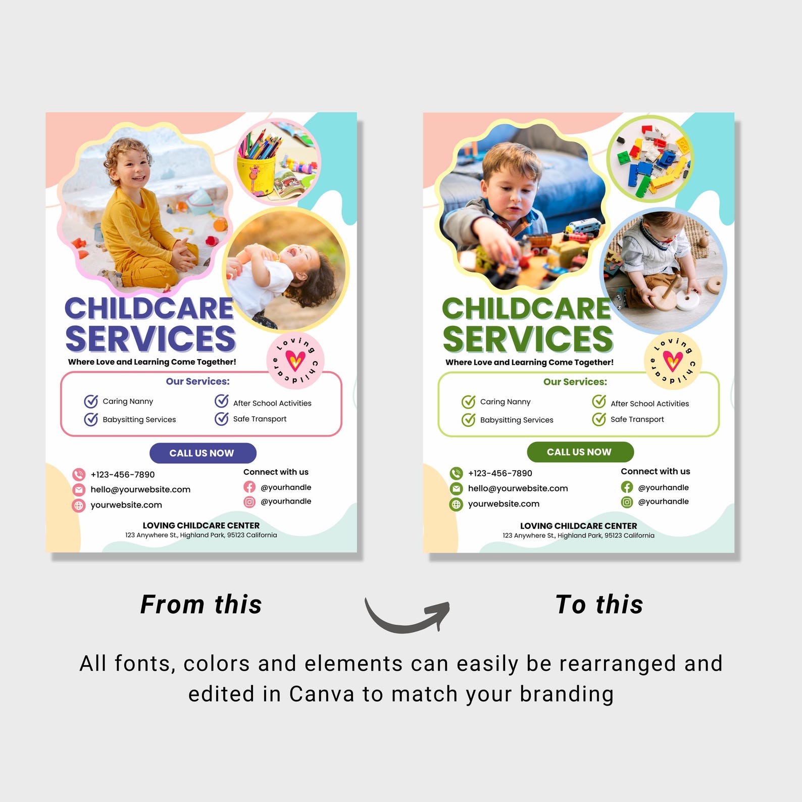 Editable Flyer for Childcare Services Flyer Template Canva Babysitting ...
