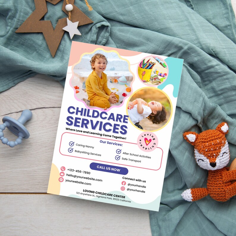 Editable Flyer for Childcare Services Flyer Template Canva Babysitting ...