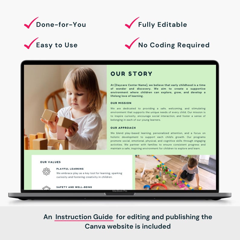 Website Template for Daycare Center Canva Website Preschool ...