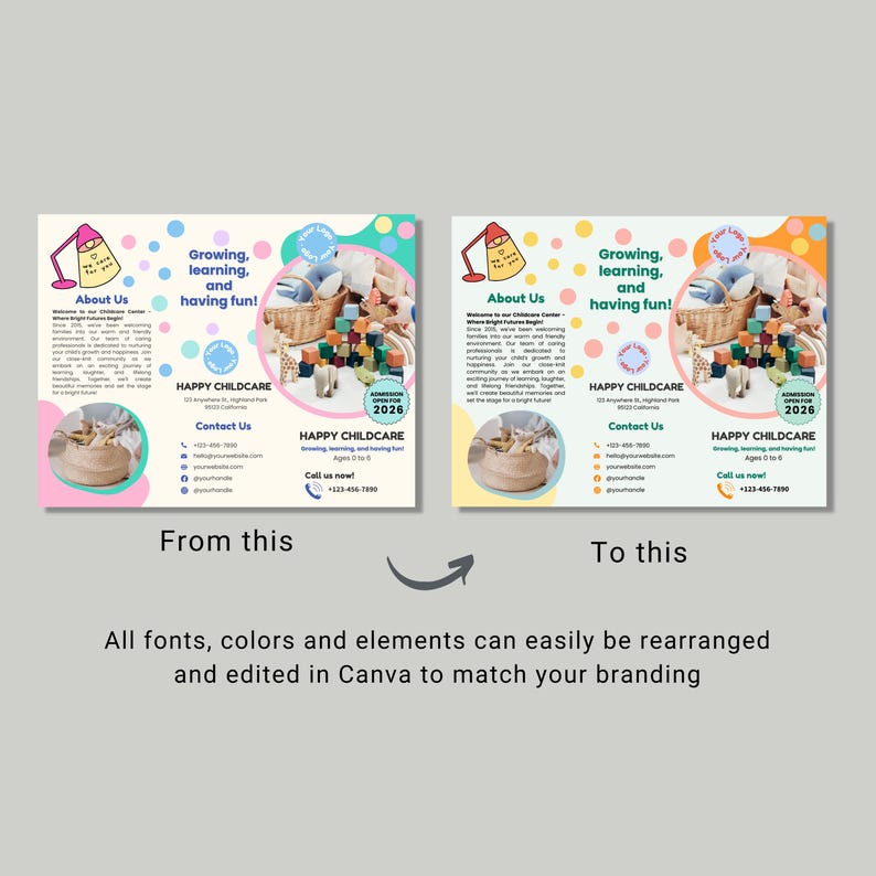 Preschool Trifold Flyer Daycare Marketing Brochure Nursery Promotion ...