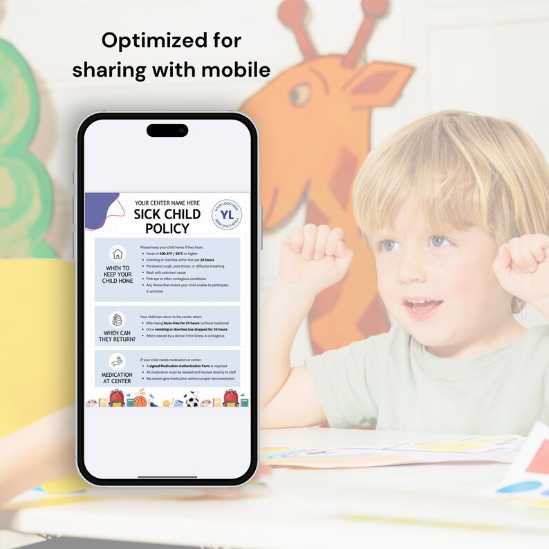 Editable Sick Child Policy Template Canva Preschool Illness Guidelines ...