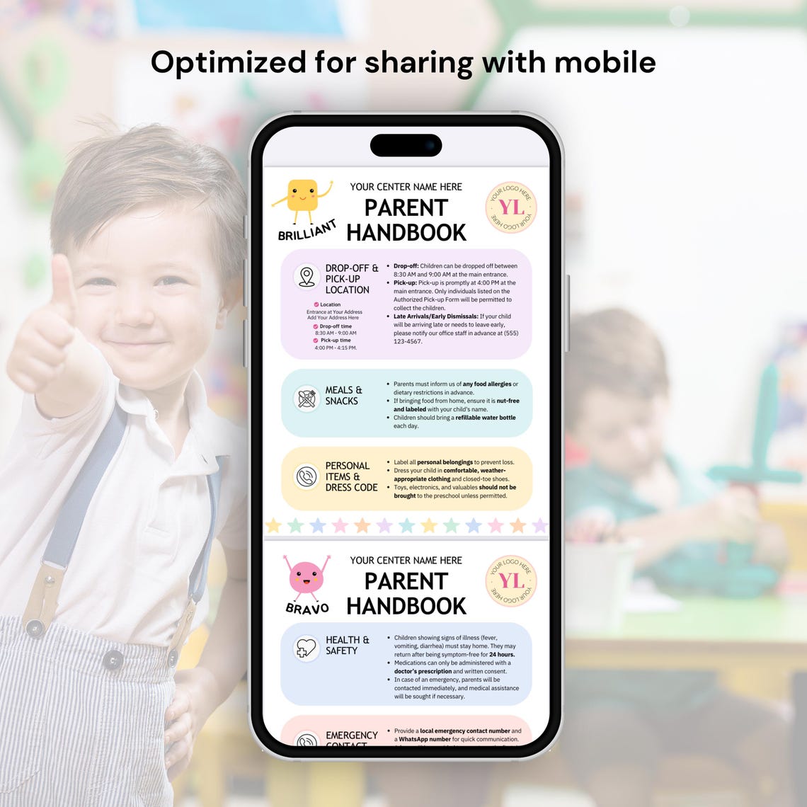 Editable Preschool Parent Handbook Template Daycare Rules Guide ...