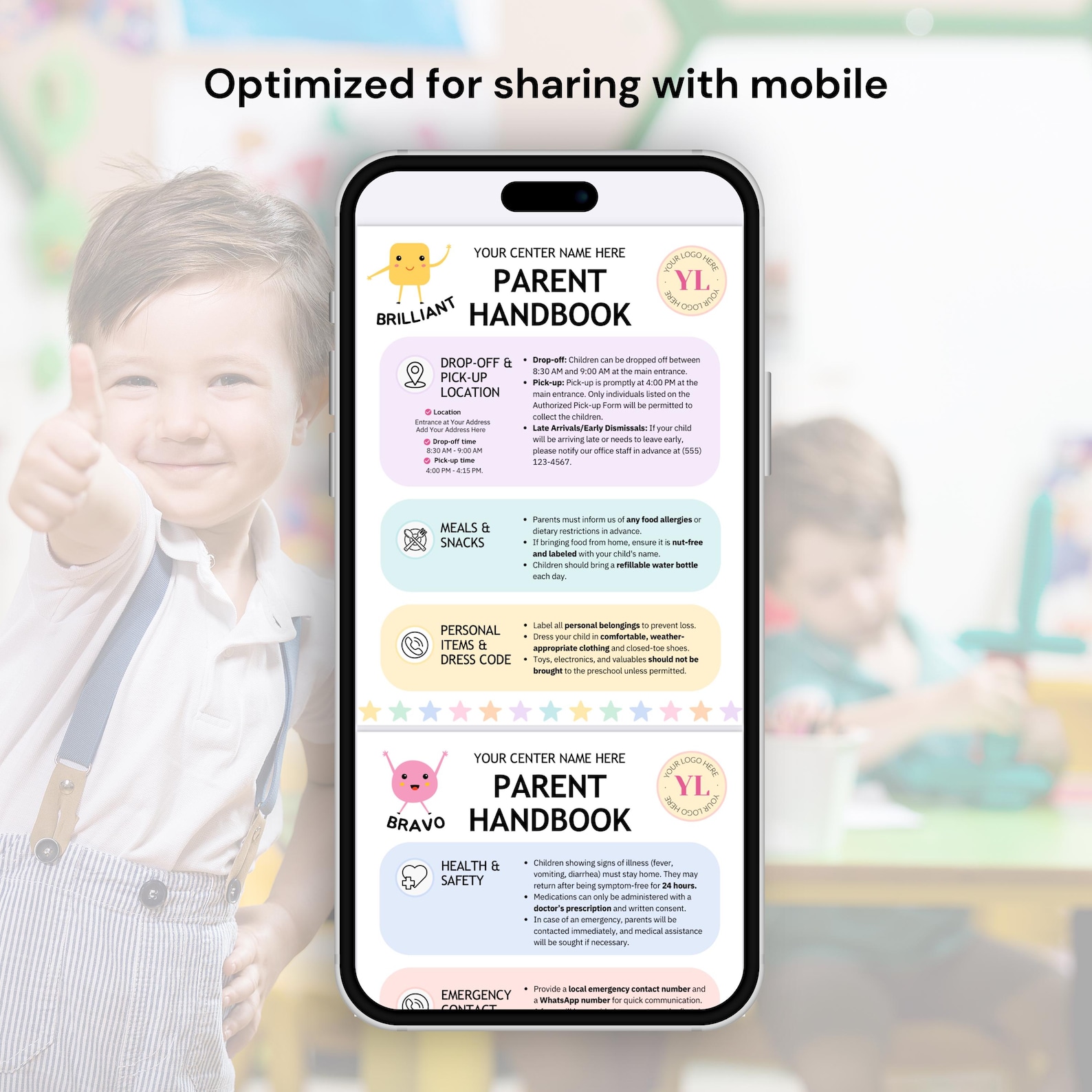 Editable Preschool Parent Handbook Template Daycare Rules Guide ...