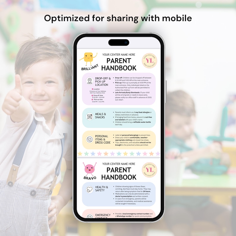 Editable Preschool Parent Handbook Template Daycare Rules Guide ...