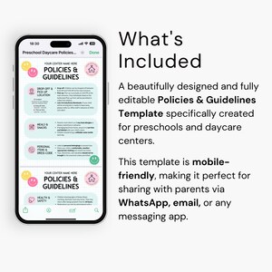 Preschool & Daycare Policies Template Editable Parent Handbook Rules ...