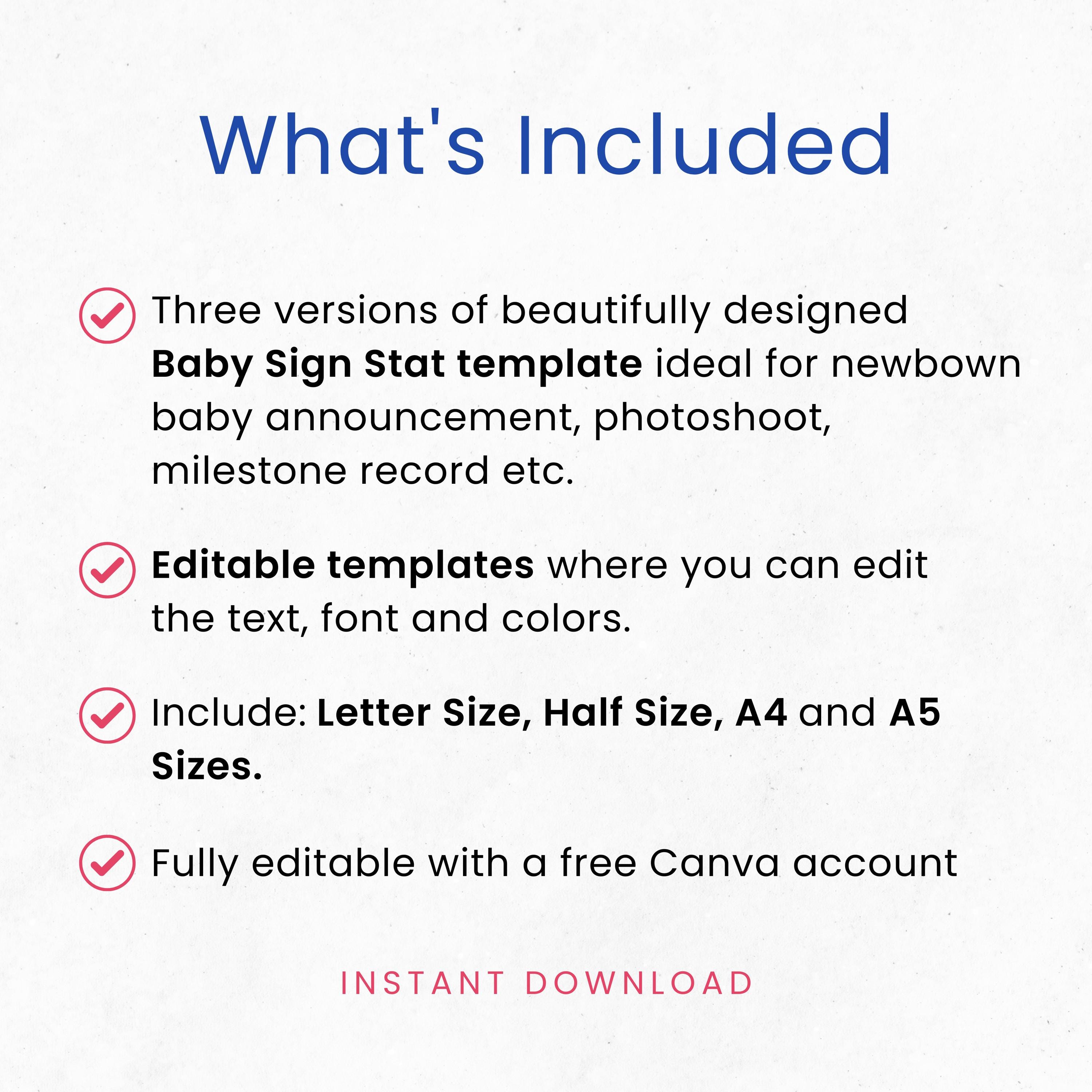 Editable Baby Name Sign Milestone Sign Newborn Announcement Canva ...