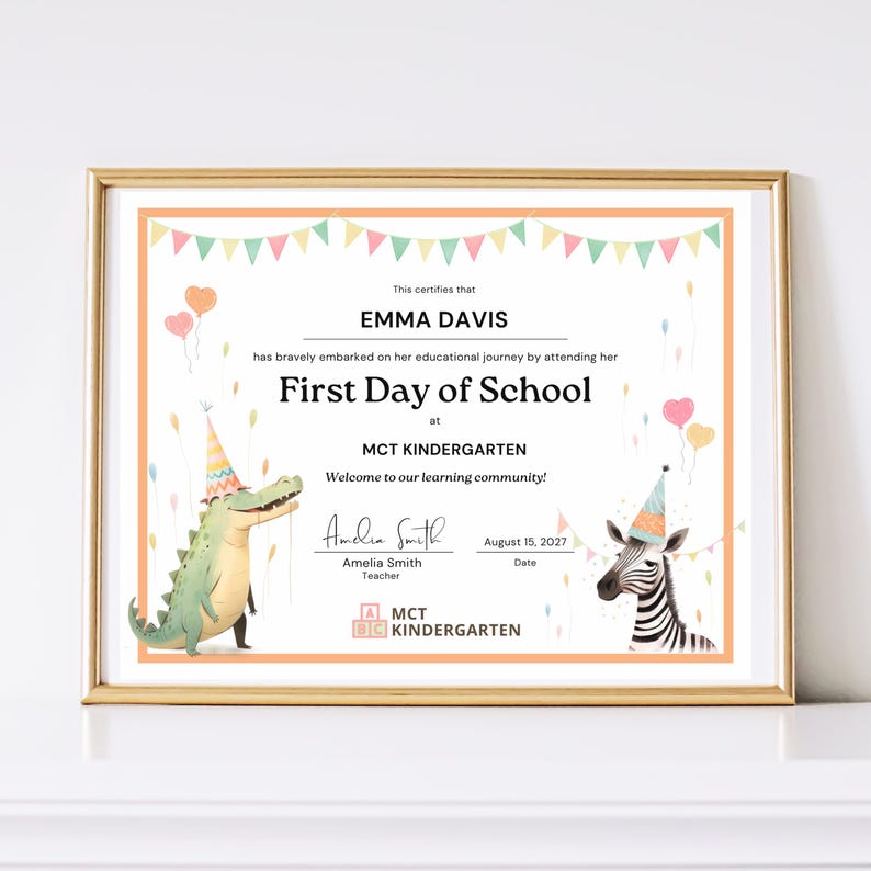 First Day of School Certificate Back to School Certificate Milestone ...