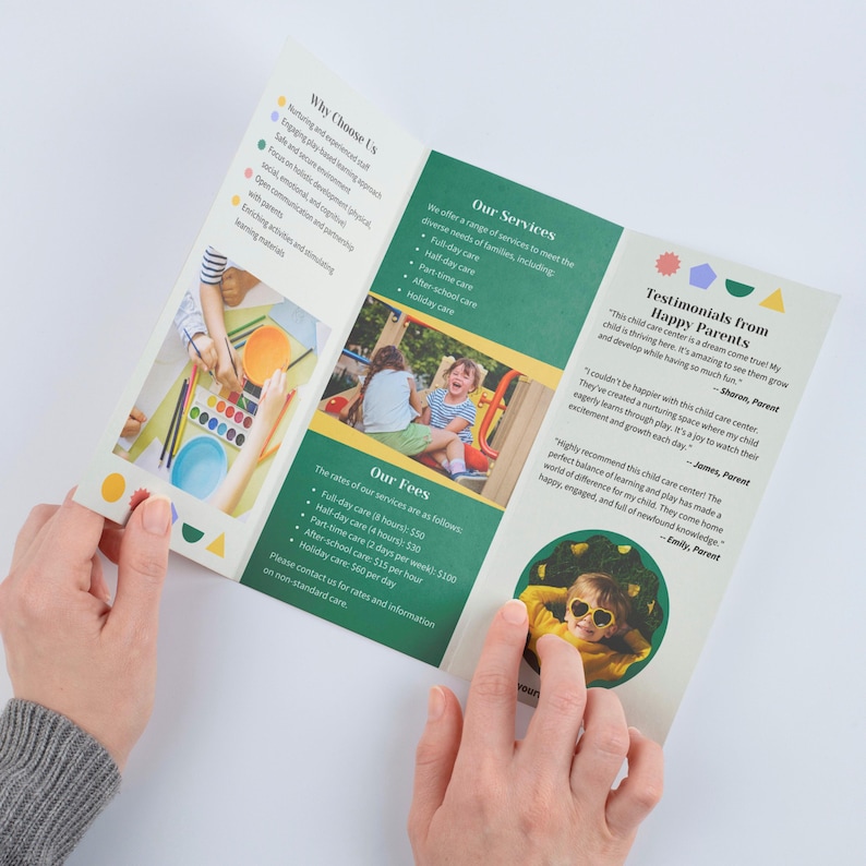 Editable Trifold Brochure Template for Daycare Preschool Leaflet Child ...