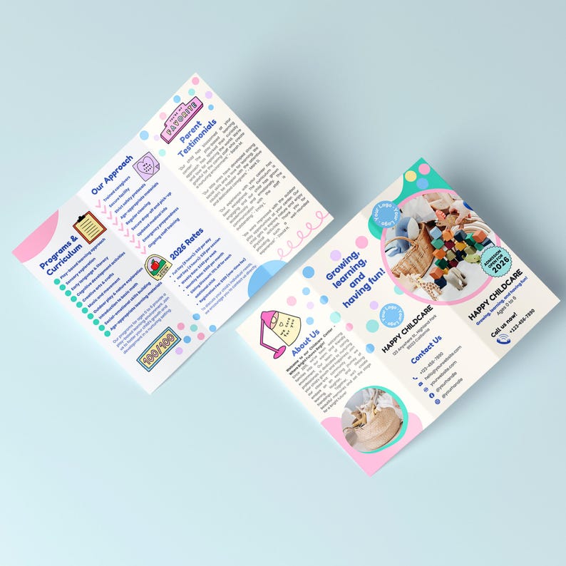 Preschool Trifold Flyer Daycare Marketing Brochure Nursery Promotion ...