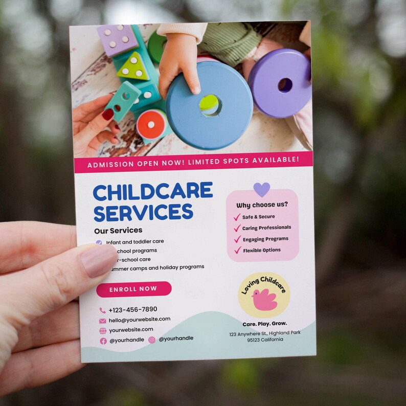 Customizable Flyer Template for Childcare Services Editable Canva ...