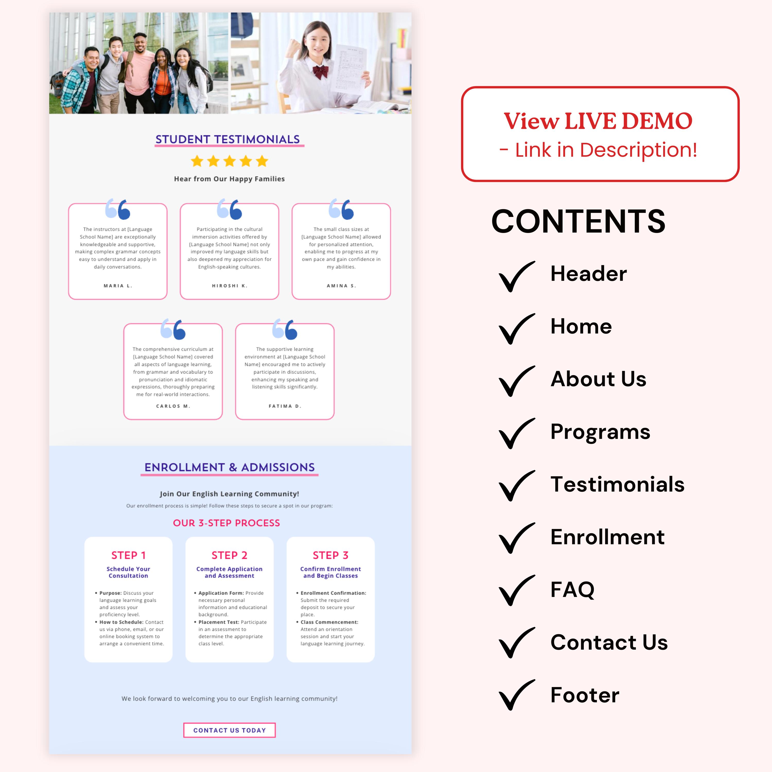 Website Template for School Tutor Language Center Website Canva ...