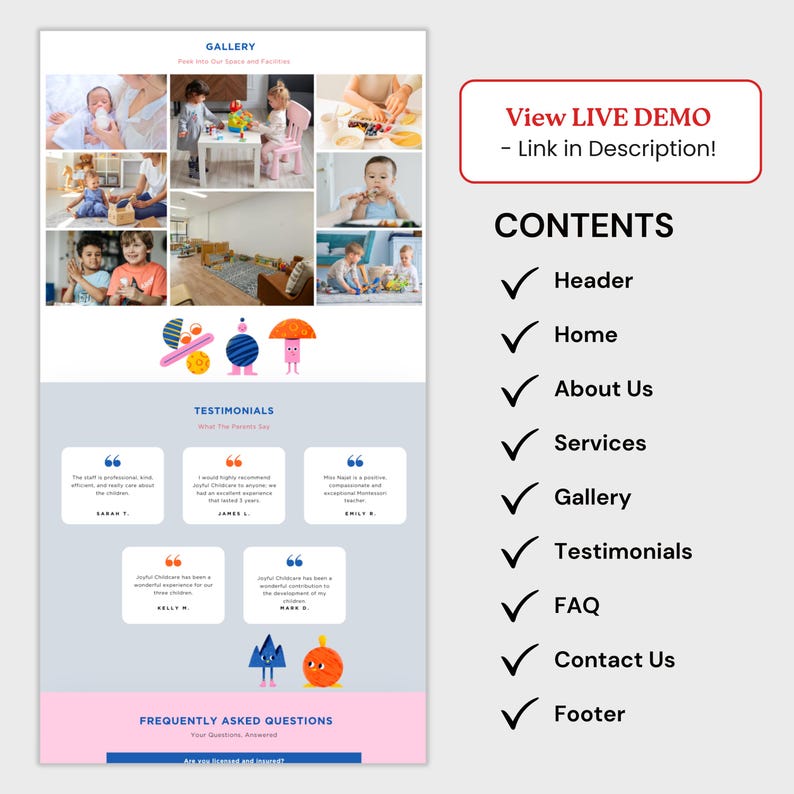 Childcare Website Template Daycare Canva Website Template Child Care ...