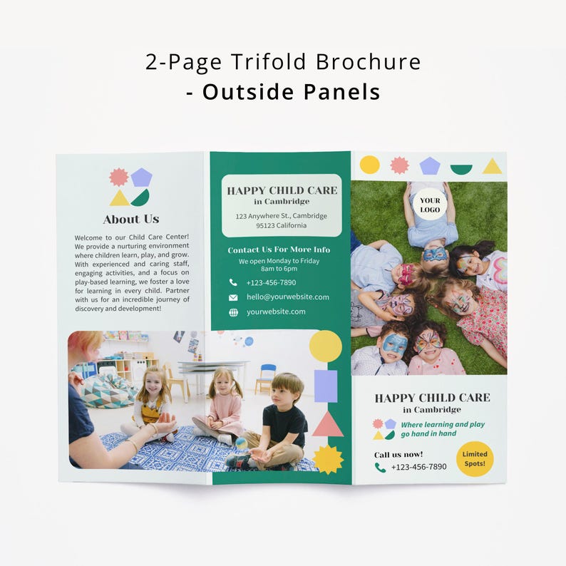 Editable Trifold Brochure Template for Daycare Preschool Leaflet Child ...