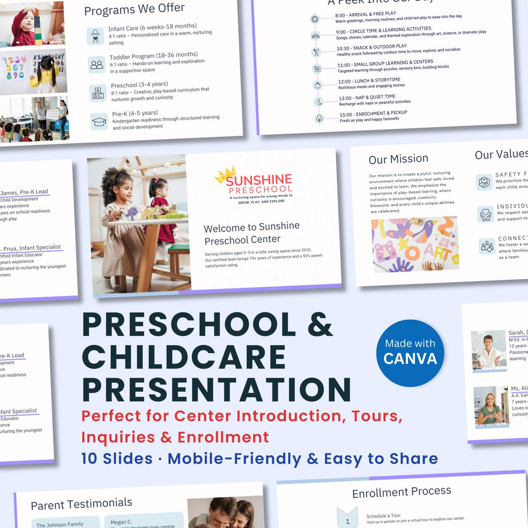 Preschool Presentation Template Canva Childcare Info Pack Editable ...