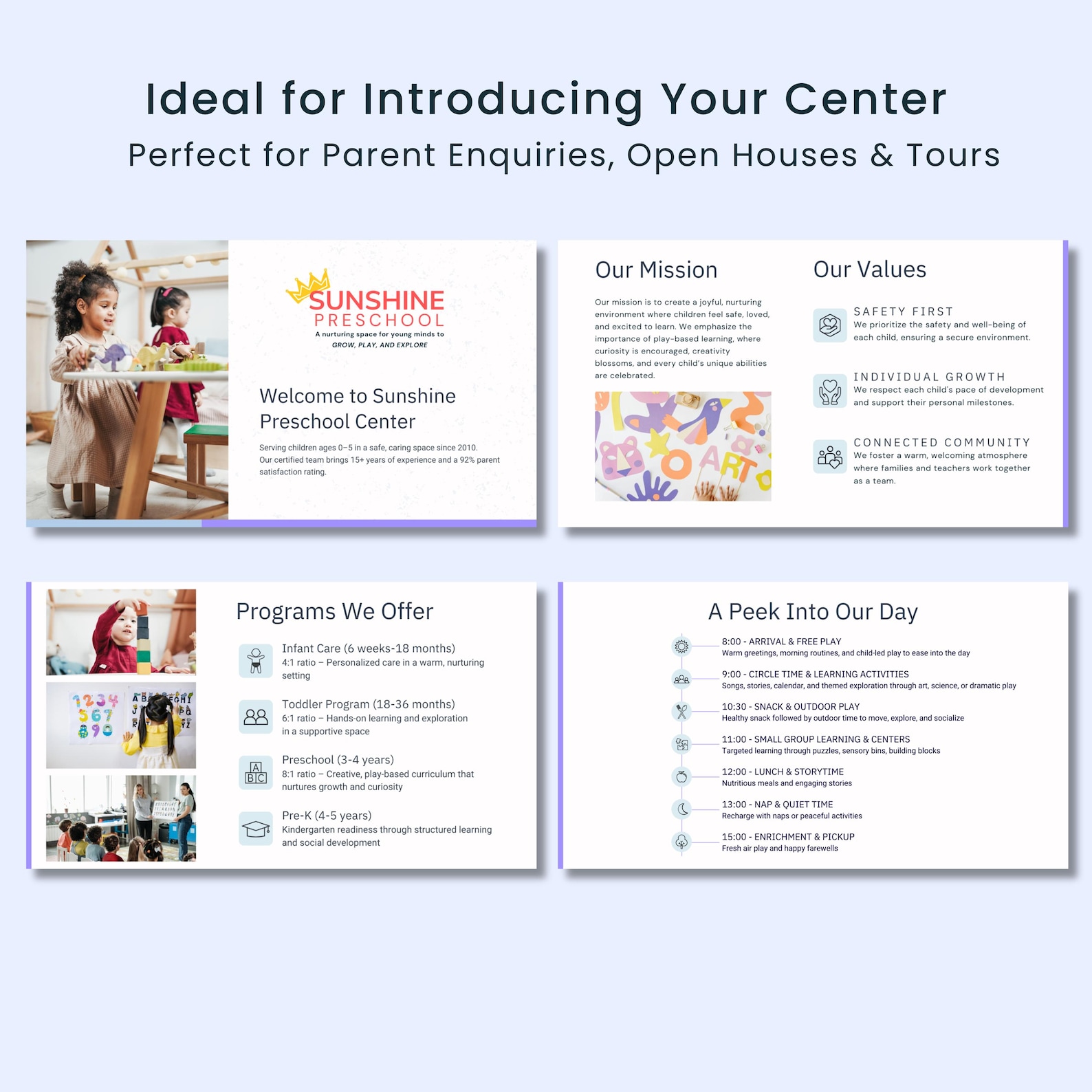 Preschool Presentation Template Canva Childcare Info Pack Editable ...