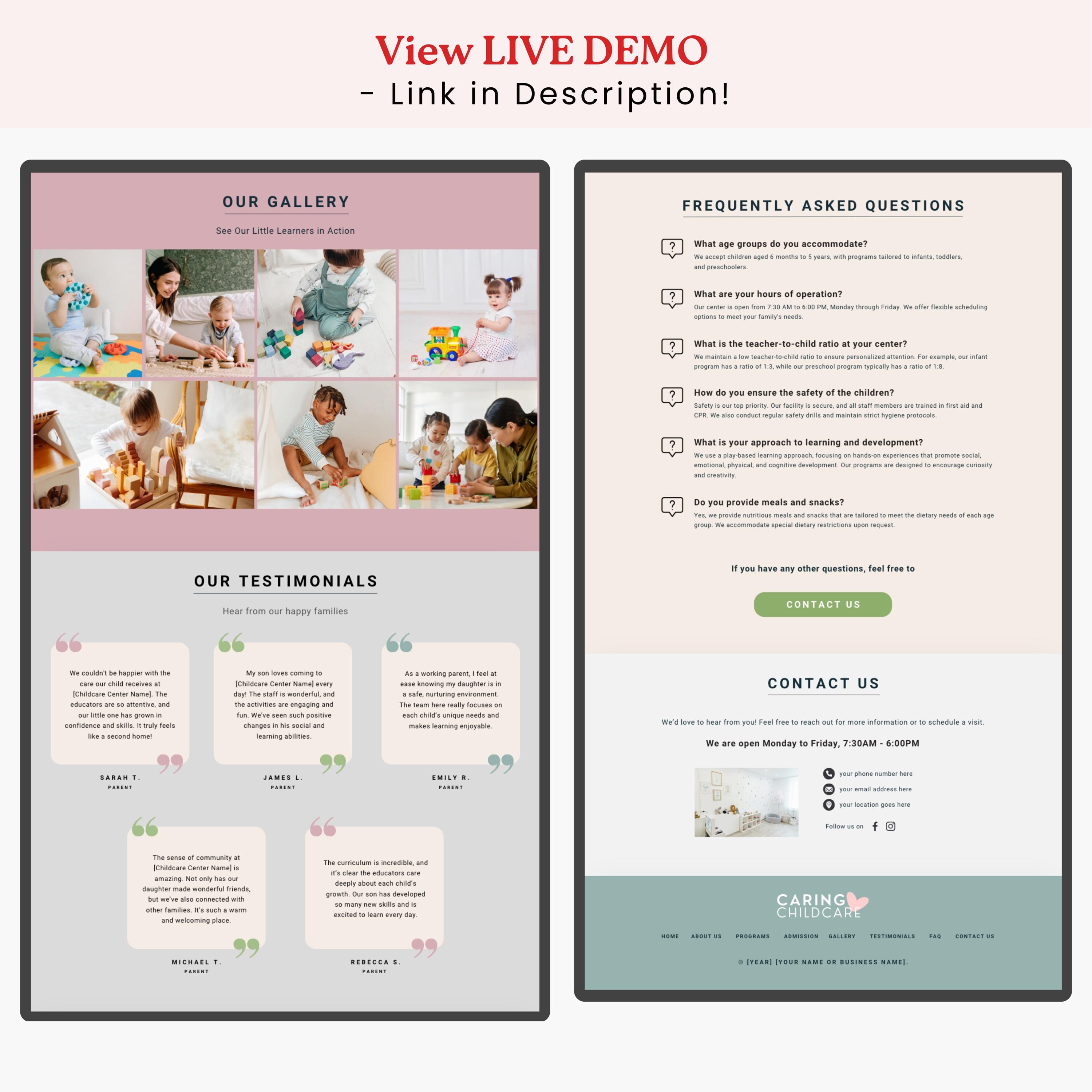 Website Template for Childcare Center Canva Website Template Kids ...