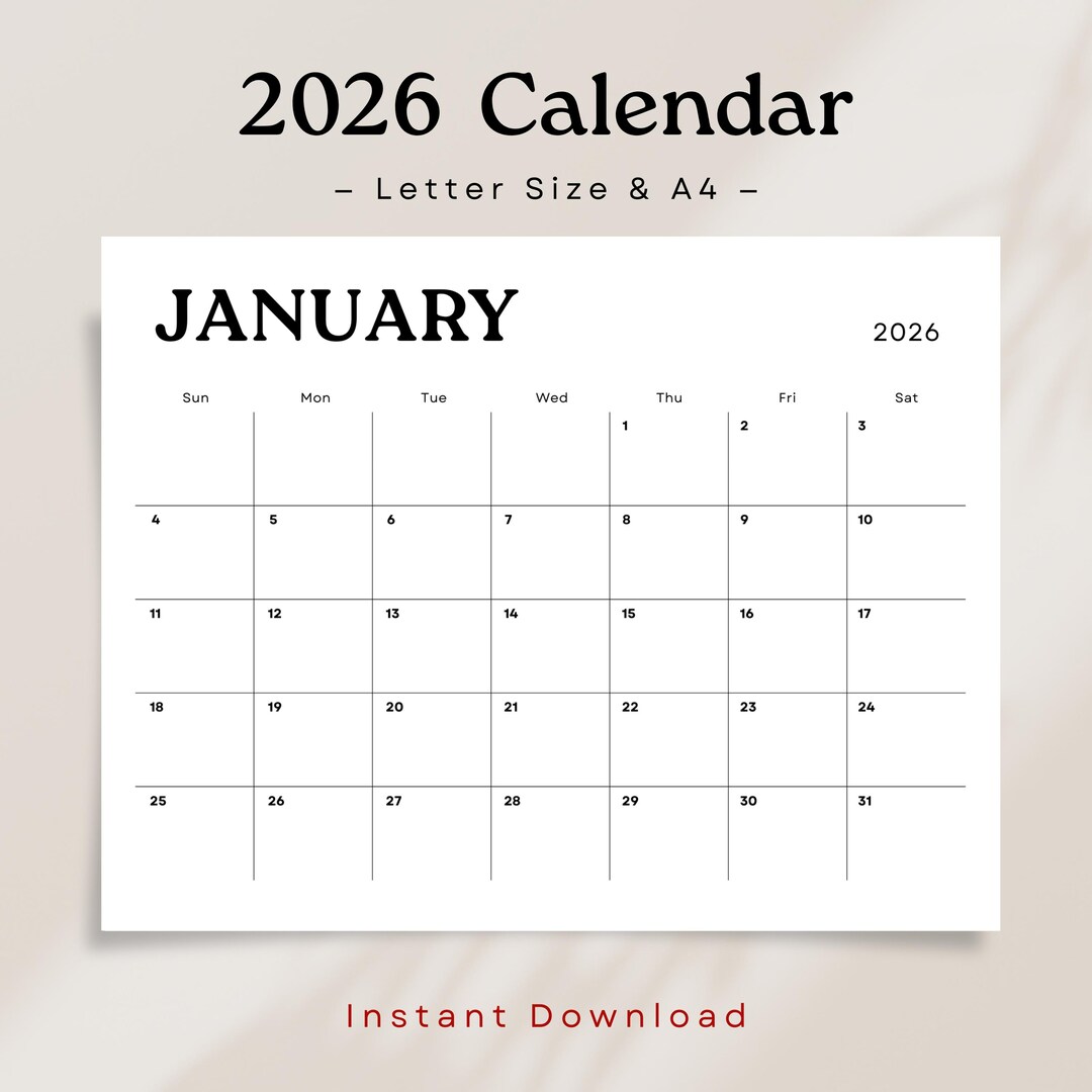 2026 Kalender 2026 Monatsplaner Printable PDF Download A4 Letter Format ...