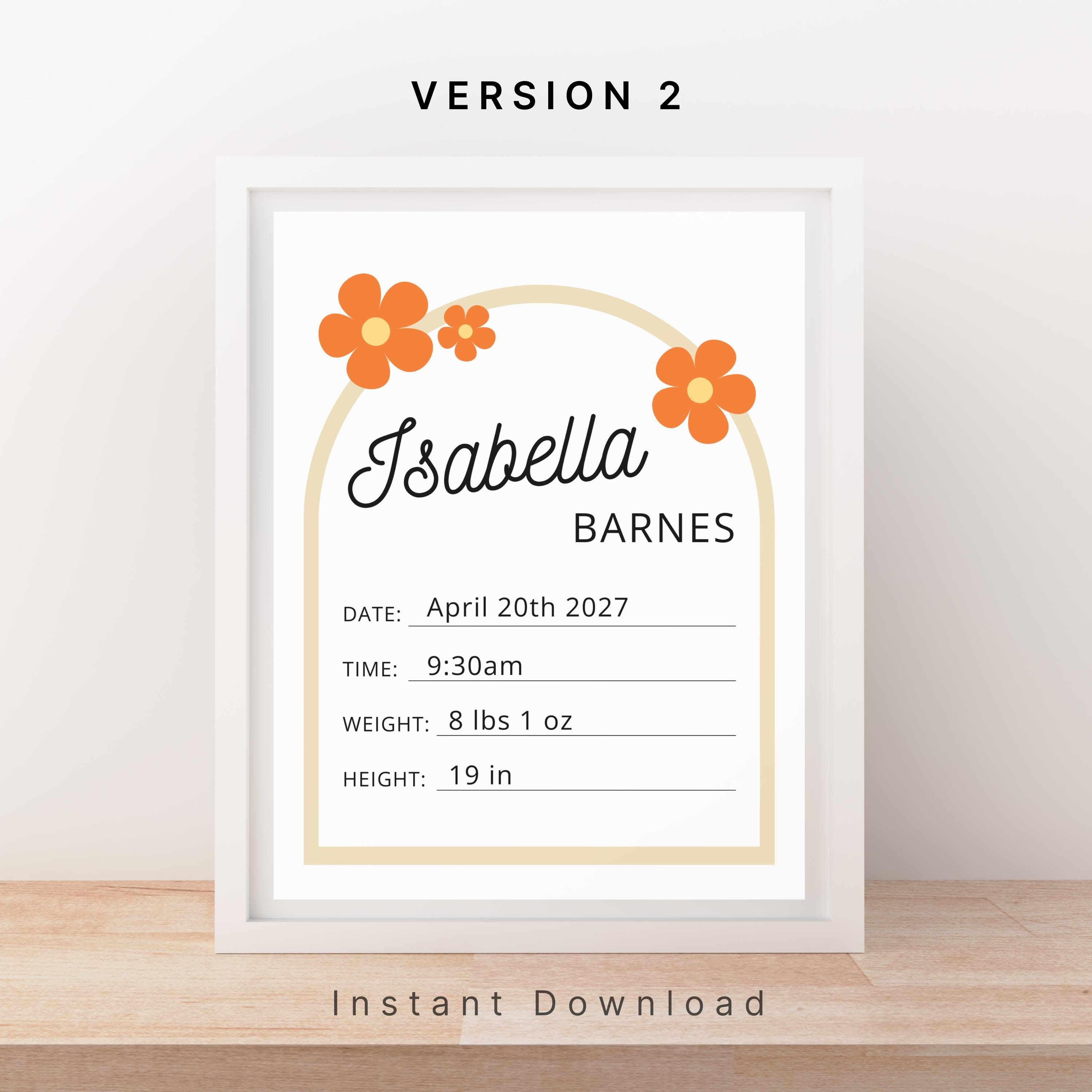 Editable Baby Name Sign Milestone Sign Newborn Announcement Canva ...
