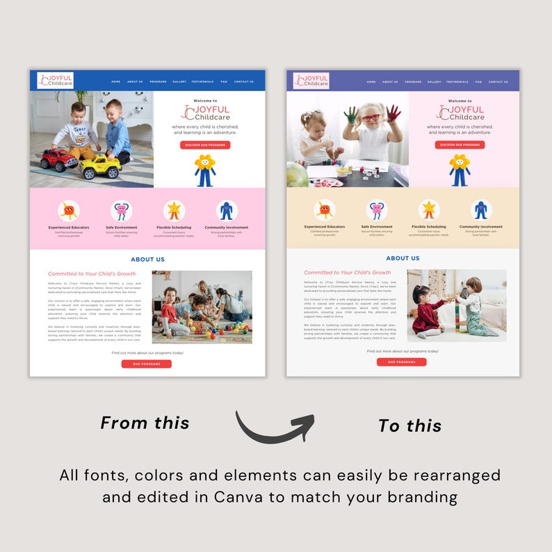 Childcare Website Template Daycare Canva Website Template Child Care ...