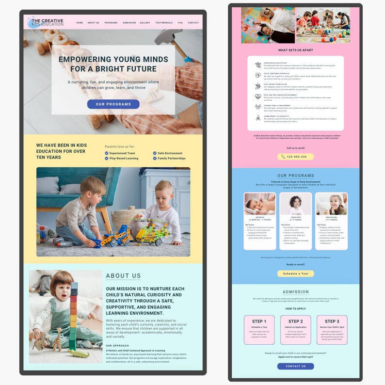 Kids Education Website Template for Preschool Website Design ...