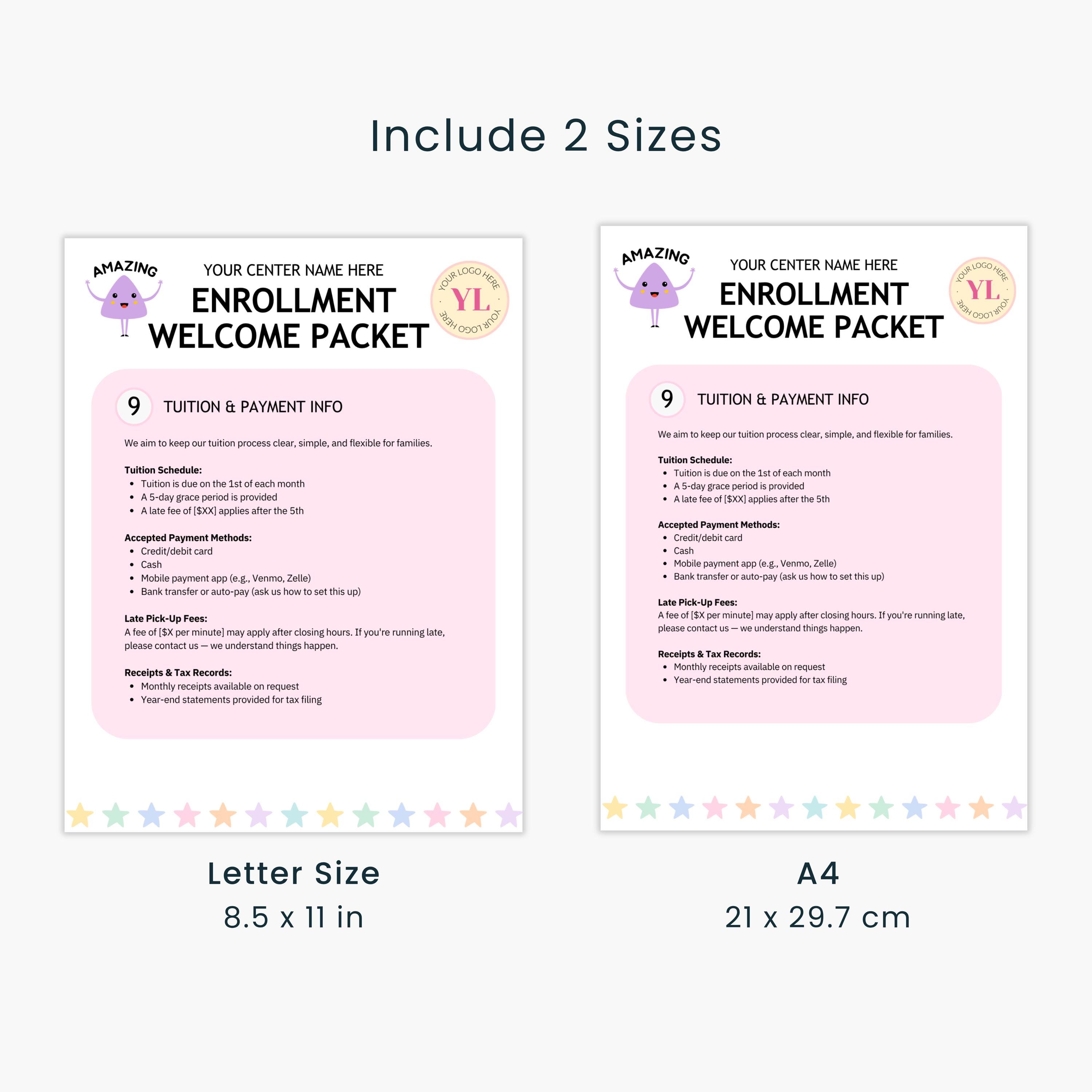New Enrollment Welcome Packet Template for Preschool Editable Parent ...