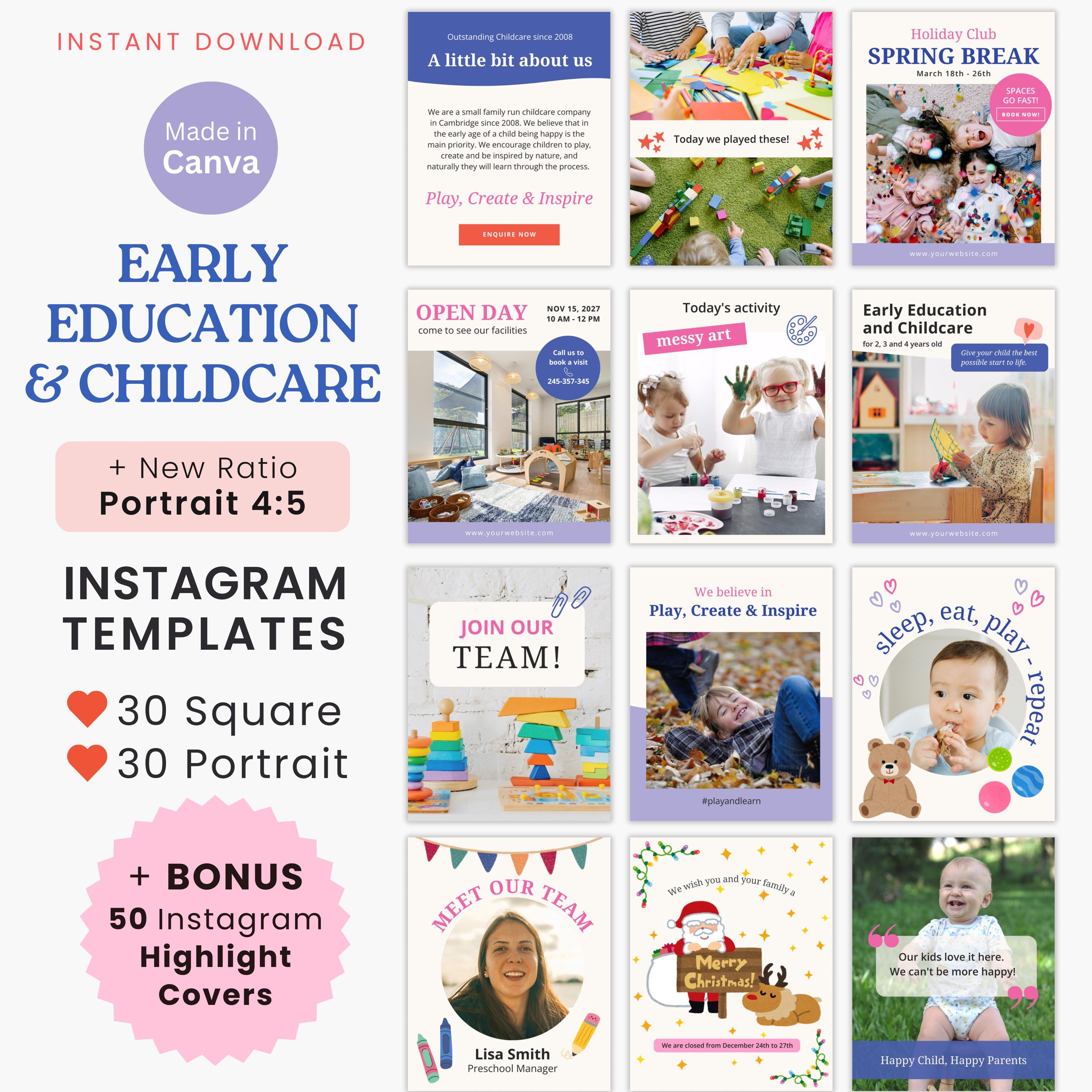 Early Education Instagram New Size Template Childcare Instagram Canva ...