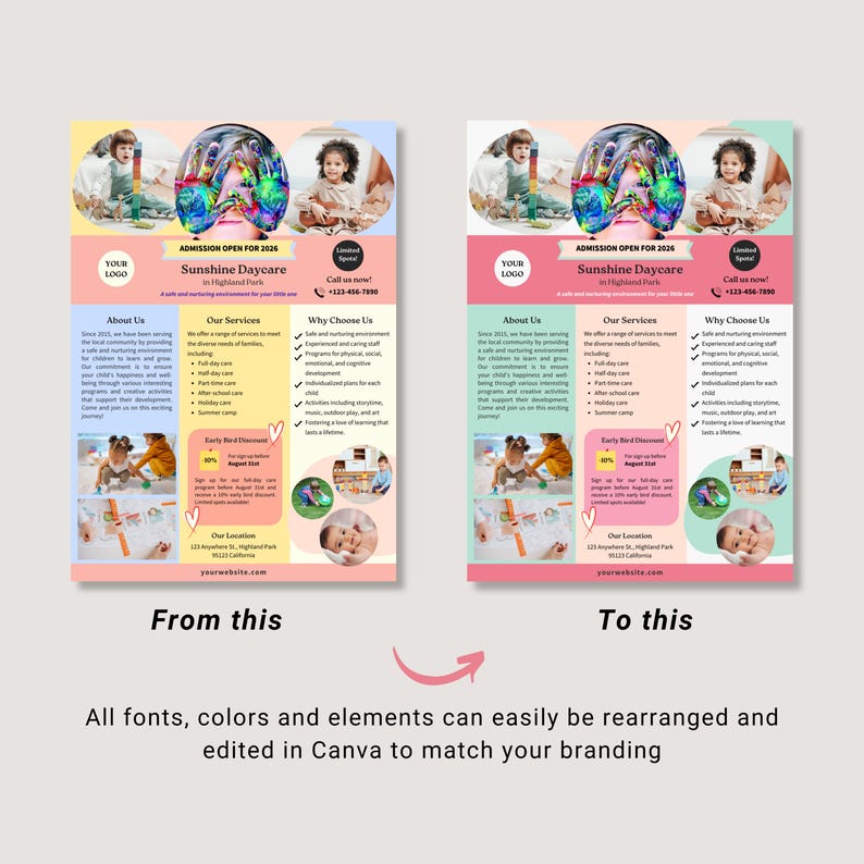 Editable Daycare Flyer Template Preschool Daycare Brochure Preschool ...