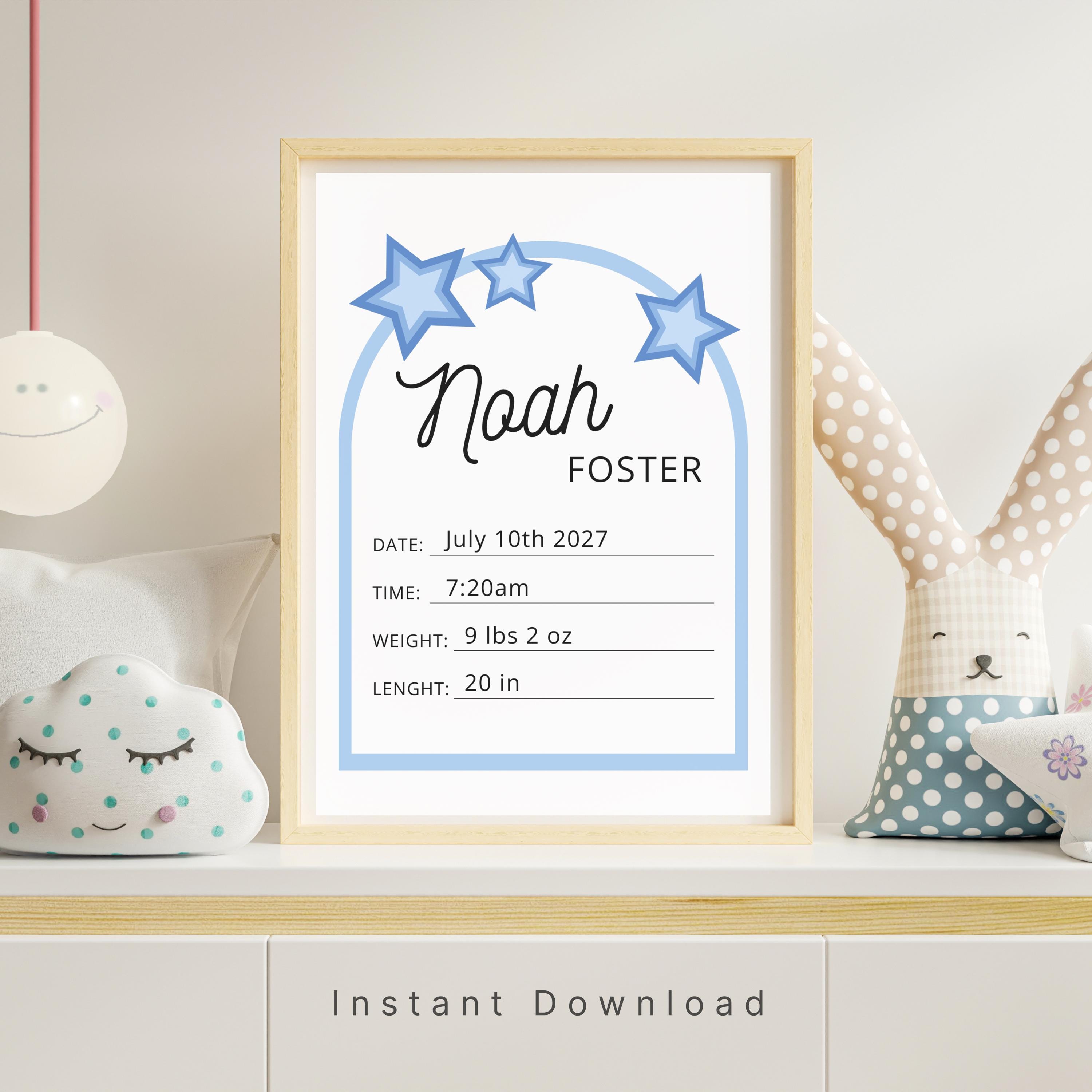 Editable Baby Name Sign Milestone Sign Newborn Announcement Canva ...