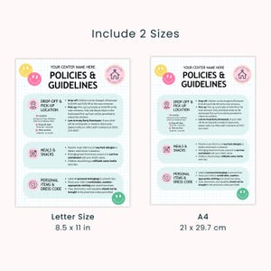 Preschool & Daycare Policies Template Editable Parent Handbook Rules ...