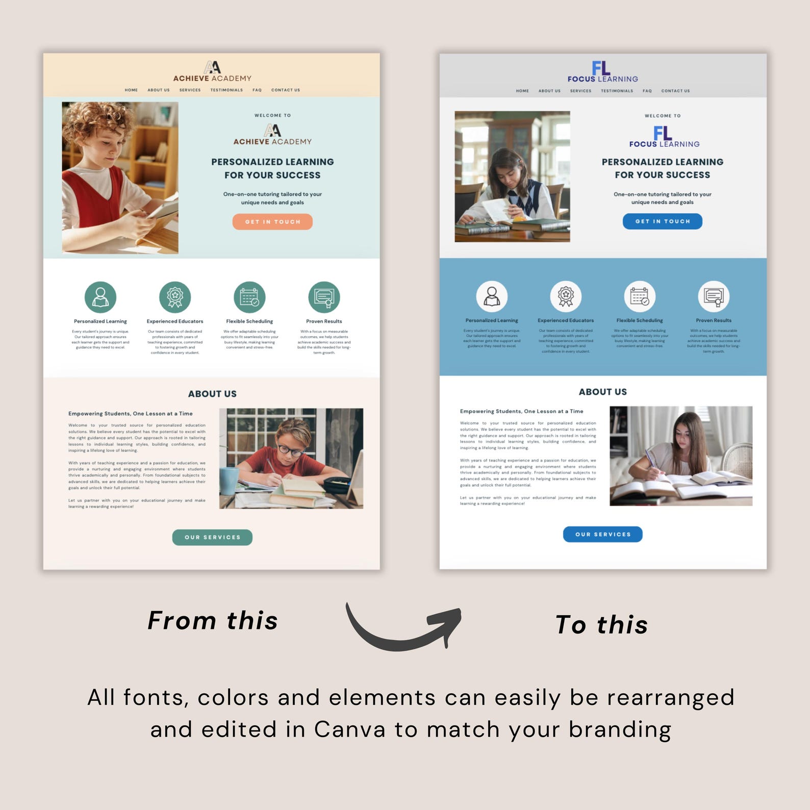 Website for School Academy Canva Website Template Private Teacher Tutor ...