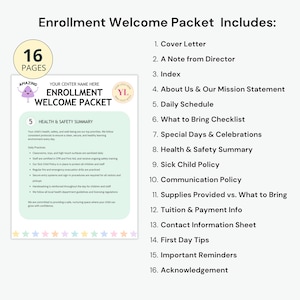 New Enrollment Welcome Packet Template for Preschool Editable Parent ...