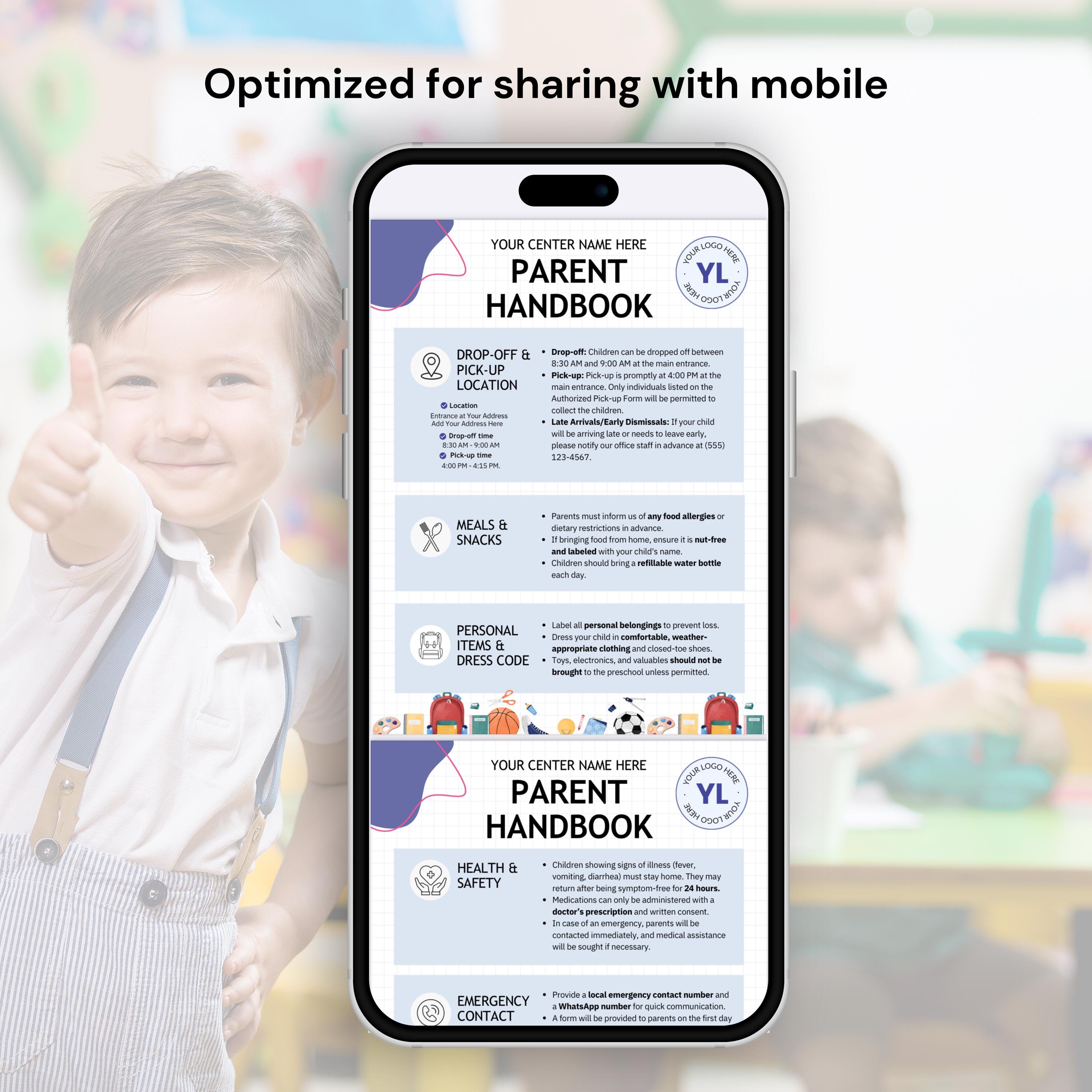 Preschool Parent Handbook Template Editable Daycare Policies Canva ...