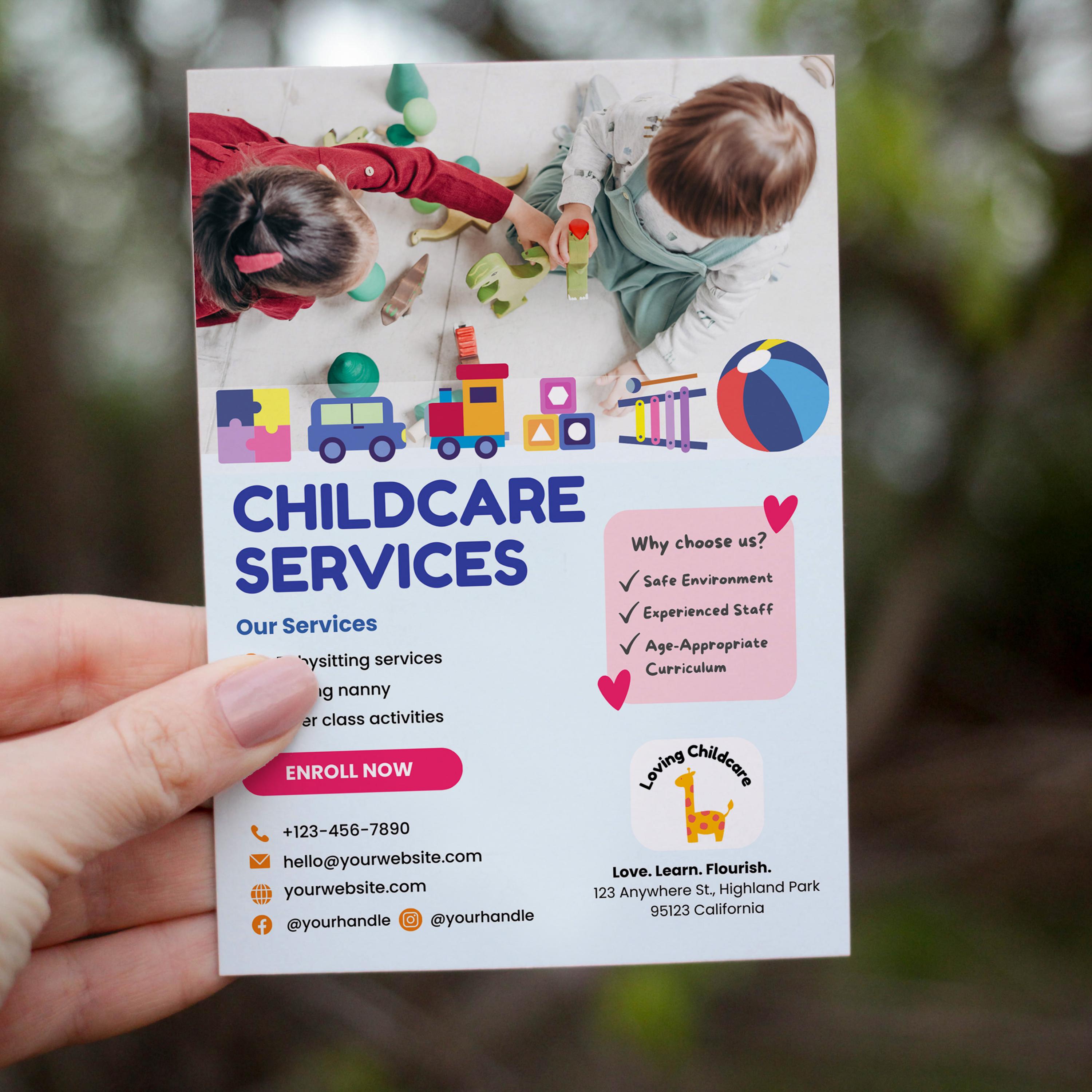 Childcare Flyer Daycare Flyer Canva Template Babysitting Leaflet Child ...