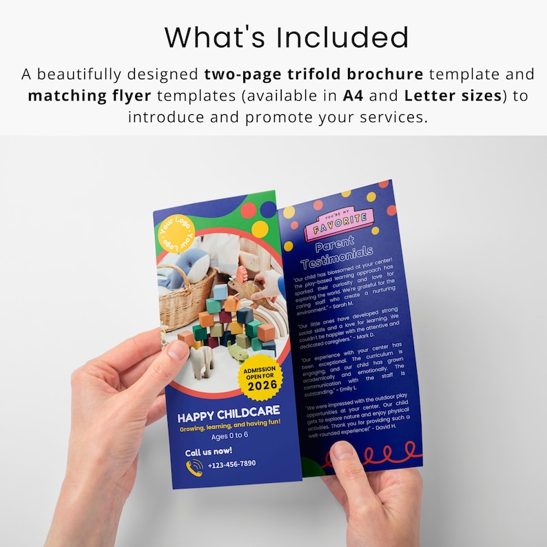 BUNDLE Flyer & Trifold Brochure Template Canva for Preschool Daycare ...