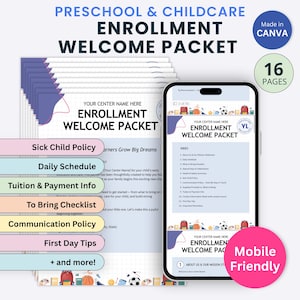 Enrollment Welcome Packet for Daycare Preschool Editable Childcare ...