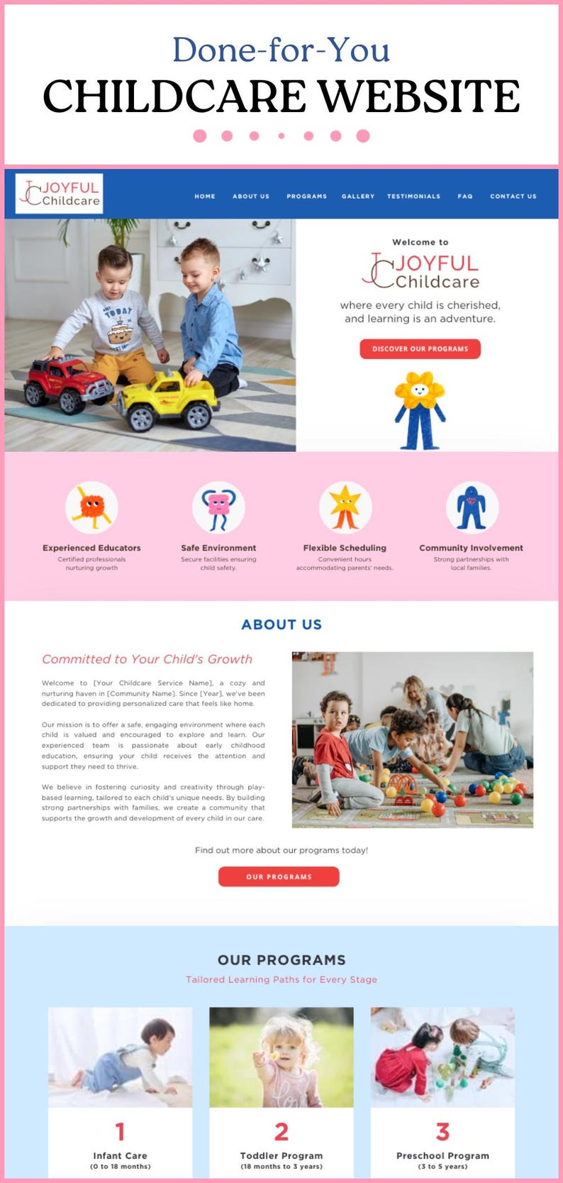 Childcare Website Template Daycare Canva Website Template Child Care ...