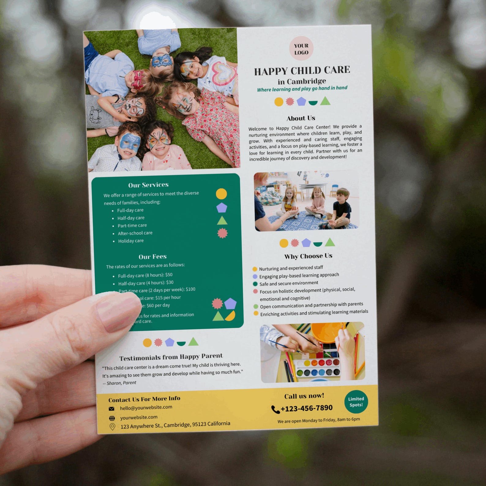 Child Care Flyer Template Daycare Leaflet Childcare Preschool Pamphlet ...