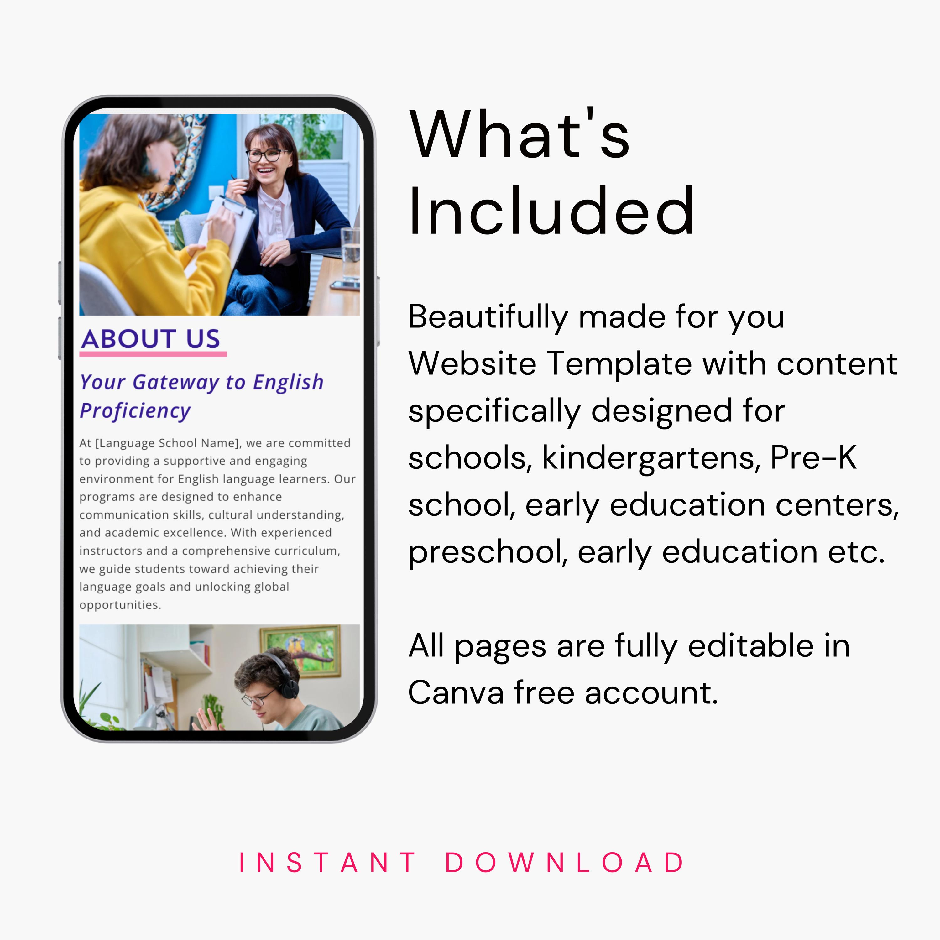 Website Template for School Tutor Language Center Website Canva ...