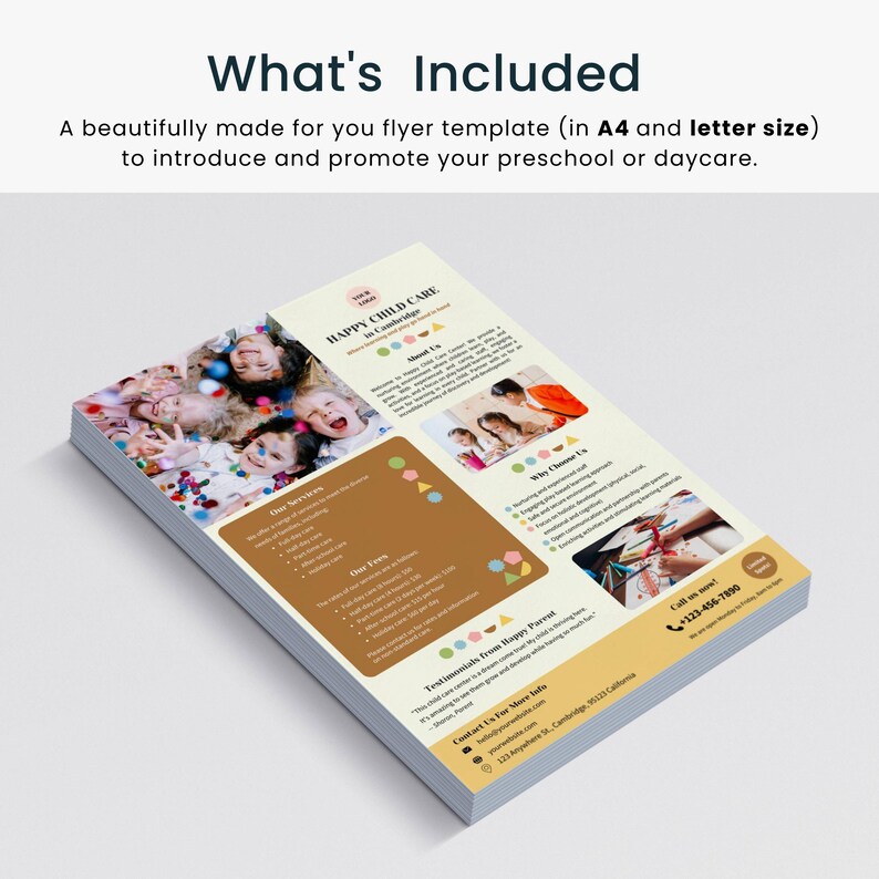 Editable Flyer Template for Daycare Childcare Preschool Leaflet Canva ...