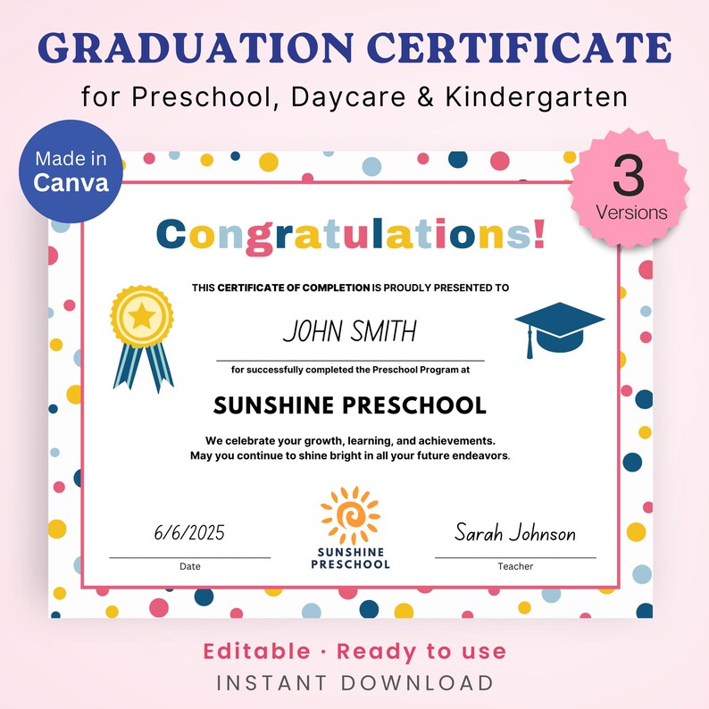 Certificate of Completion Course Diploma School Graduation Certificate ...
