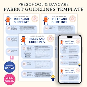 Parent Guidelines Template Editable Preschool & Daycare Handbook ...