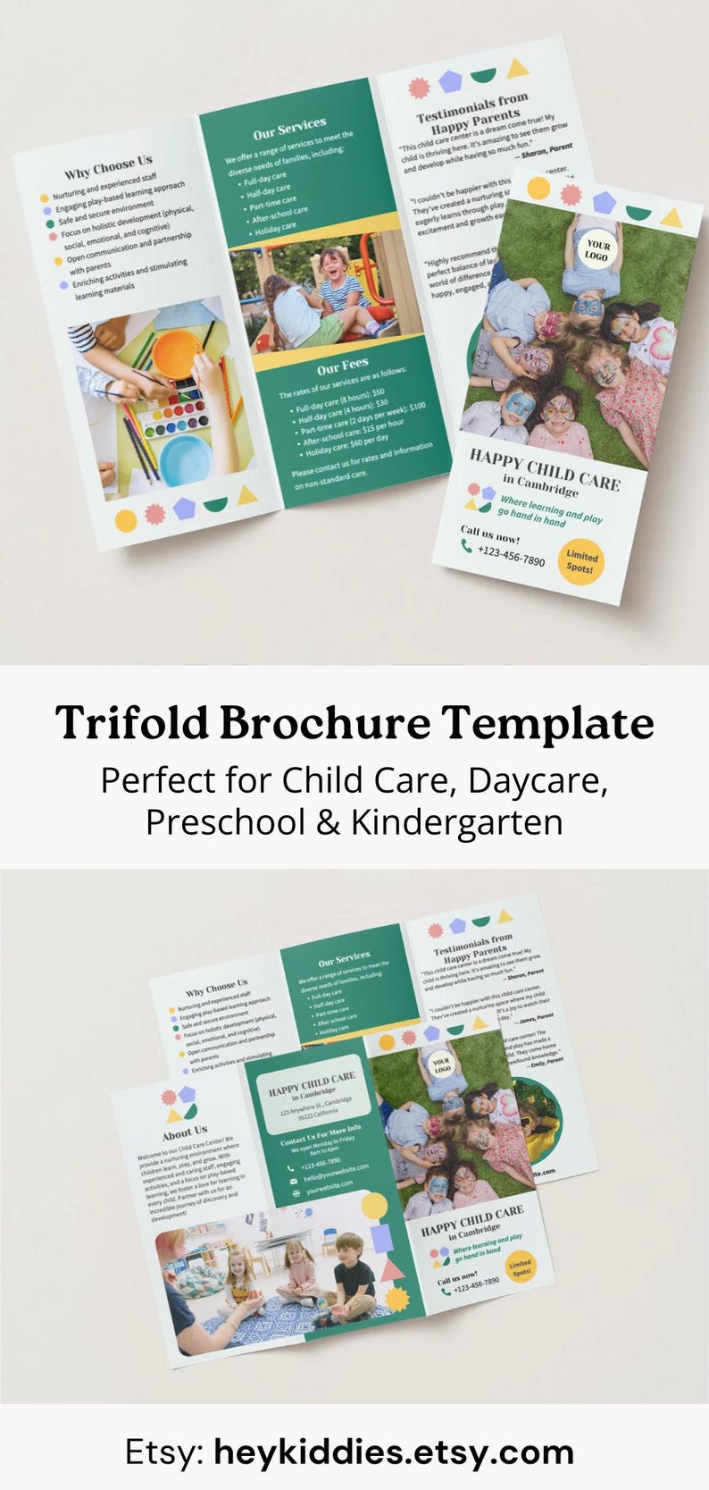 Editable Trifold Brochure Template for Daycare Preschool Leaflet Child ...